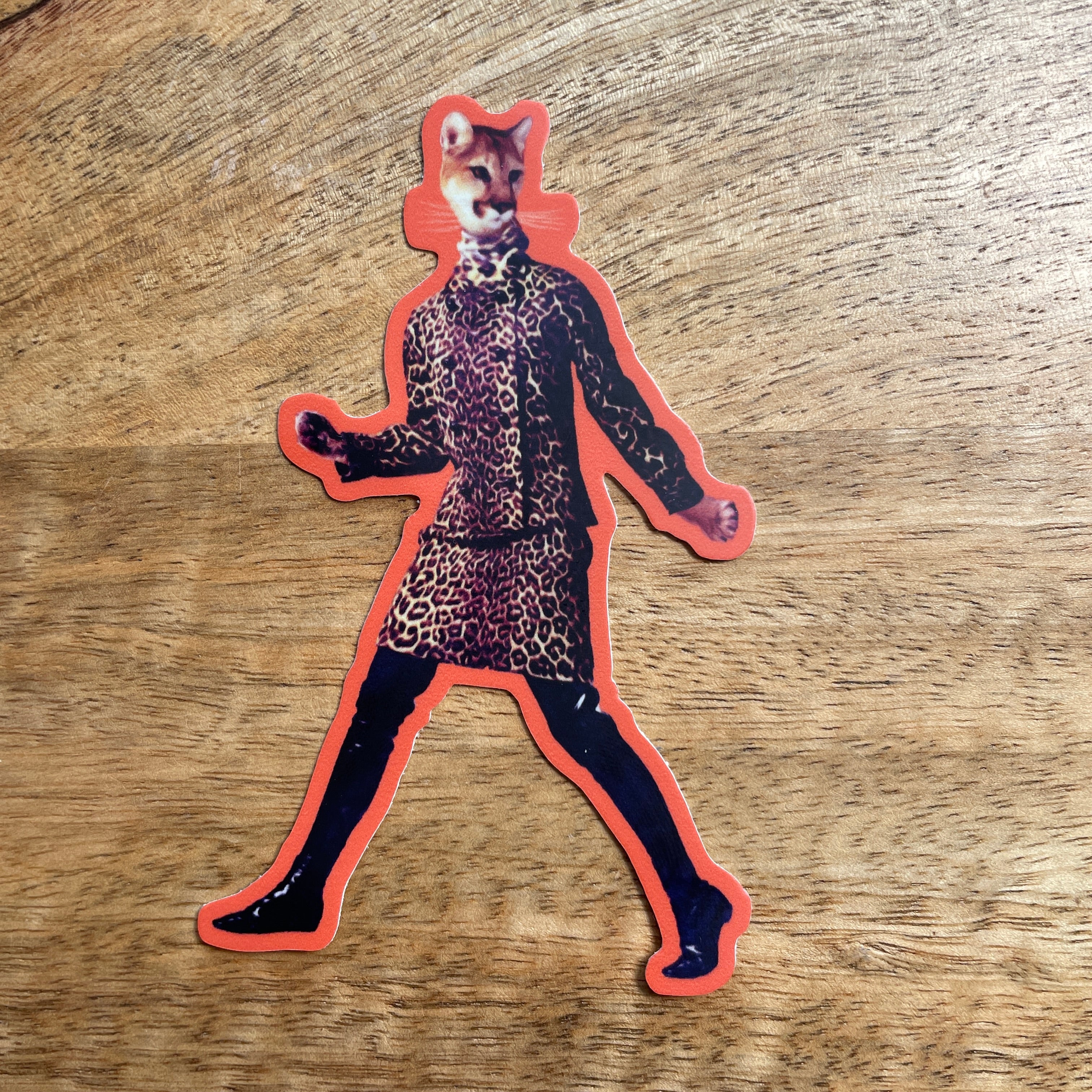 Lady Cougar in Clothes funny animal sticker – Colossal Sanders