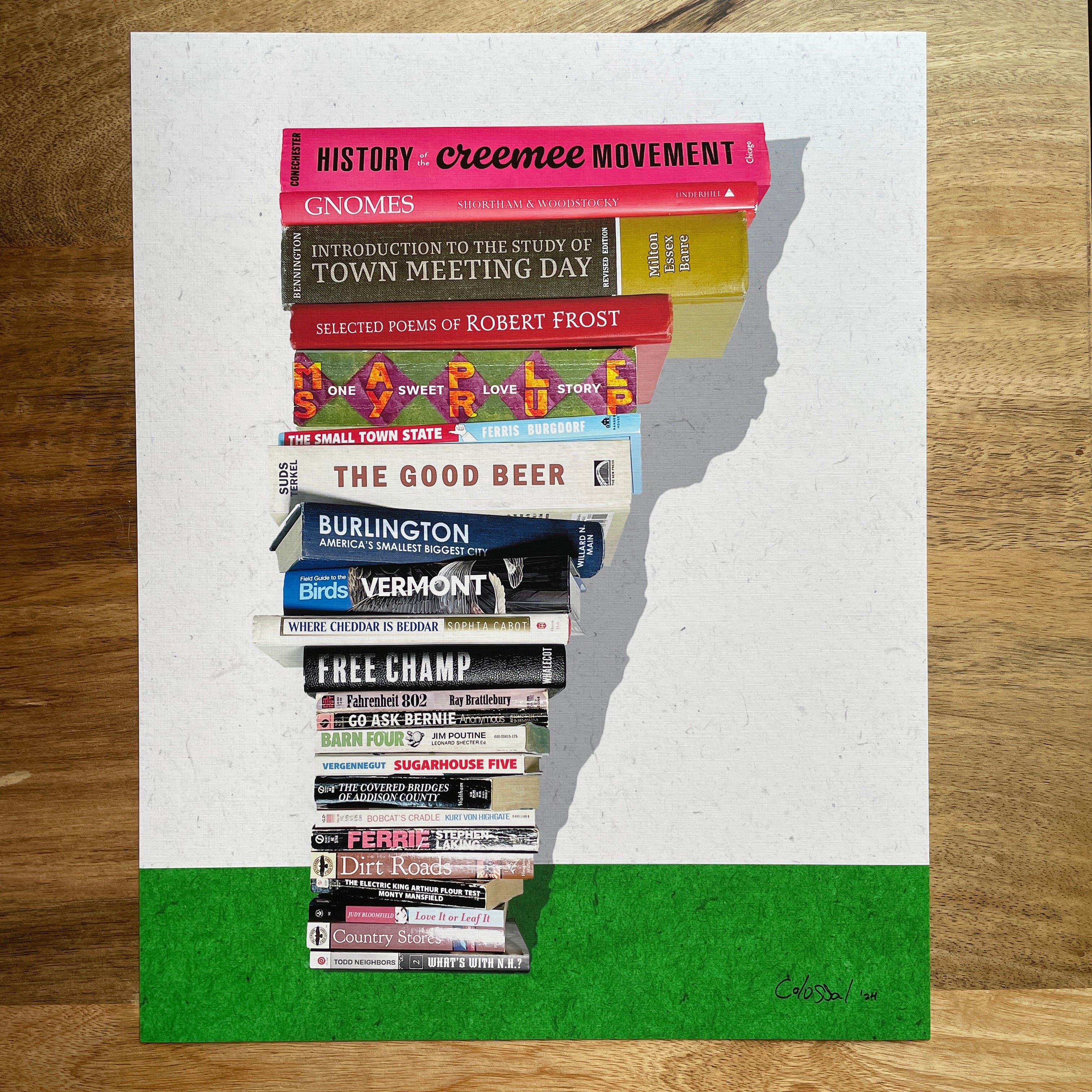 Vermont Book Stack art print – Colossal Sanders