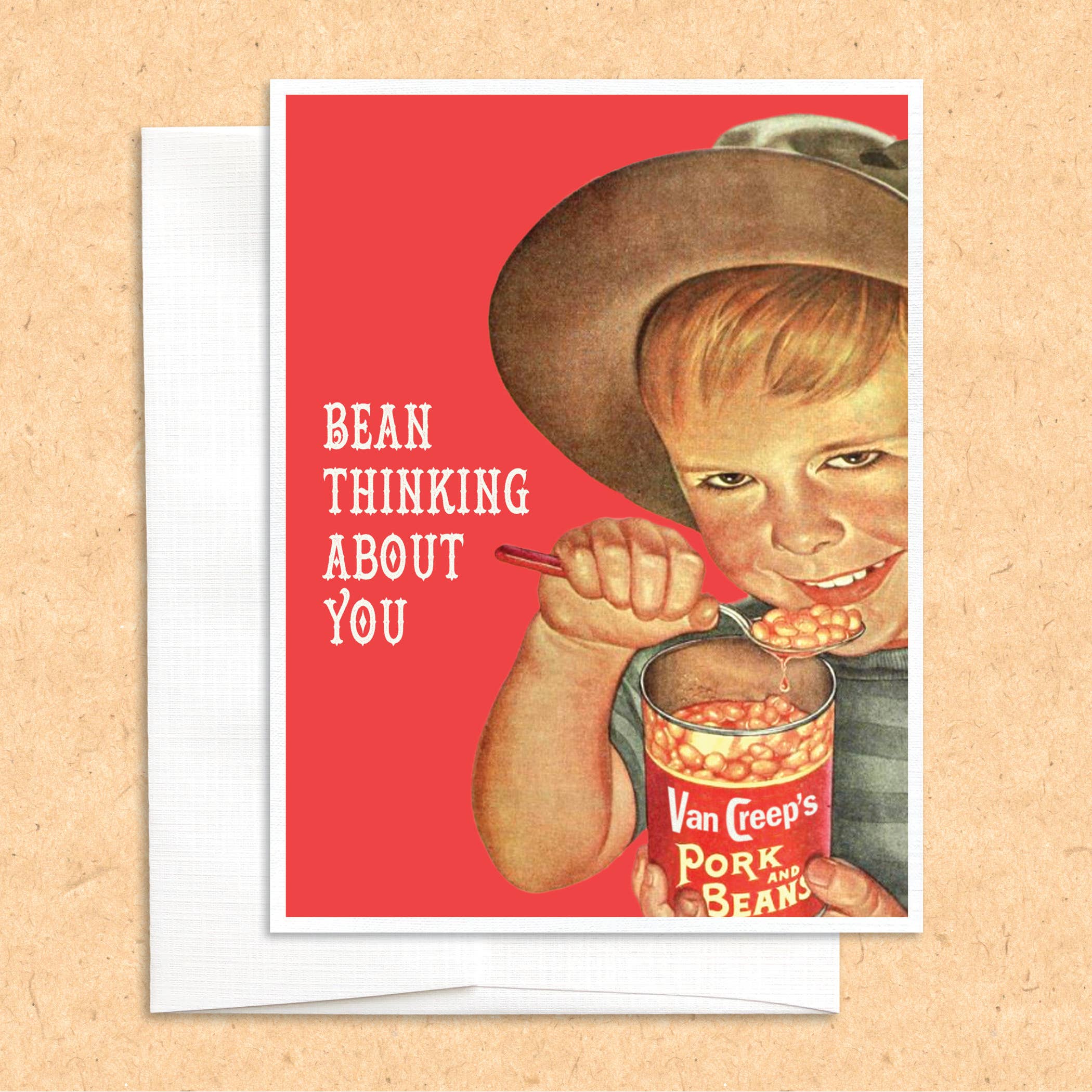 Bean Thinking About You funny greeting card – Colossal Sanders