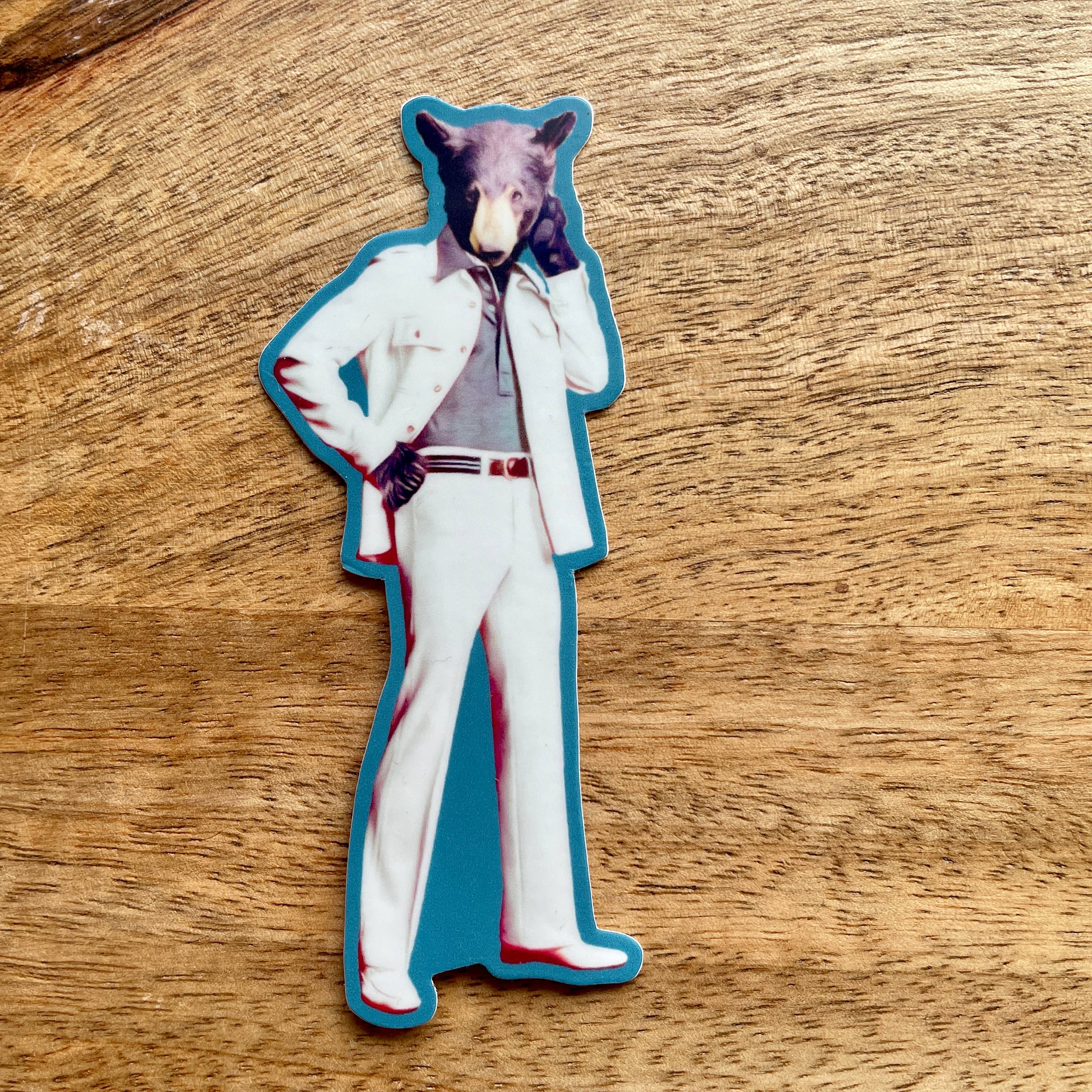 Bear in Clothes funny animal sticker – Colossal Sanders