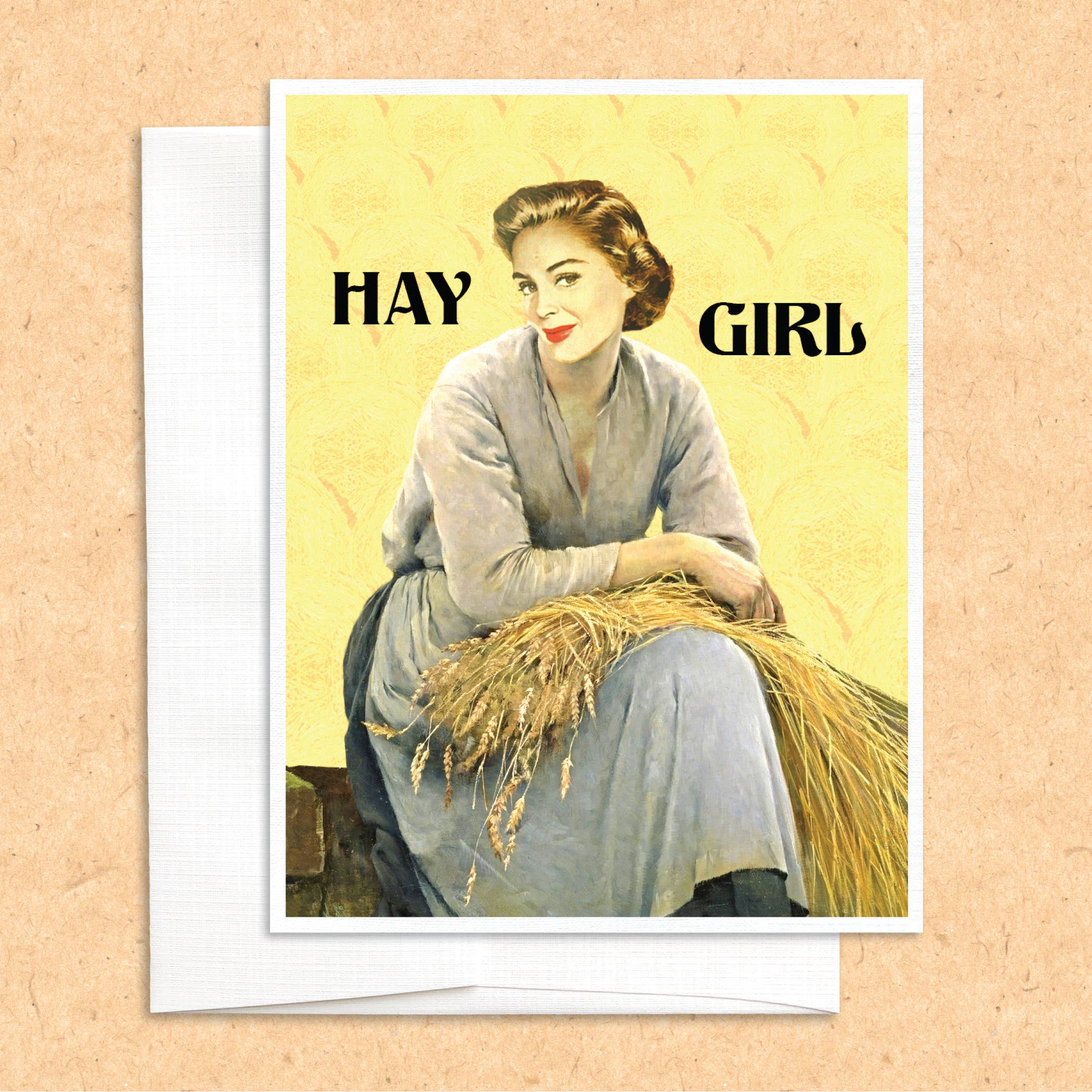 Hay Girl funny greeting card – Colossal Sanders