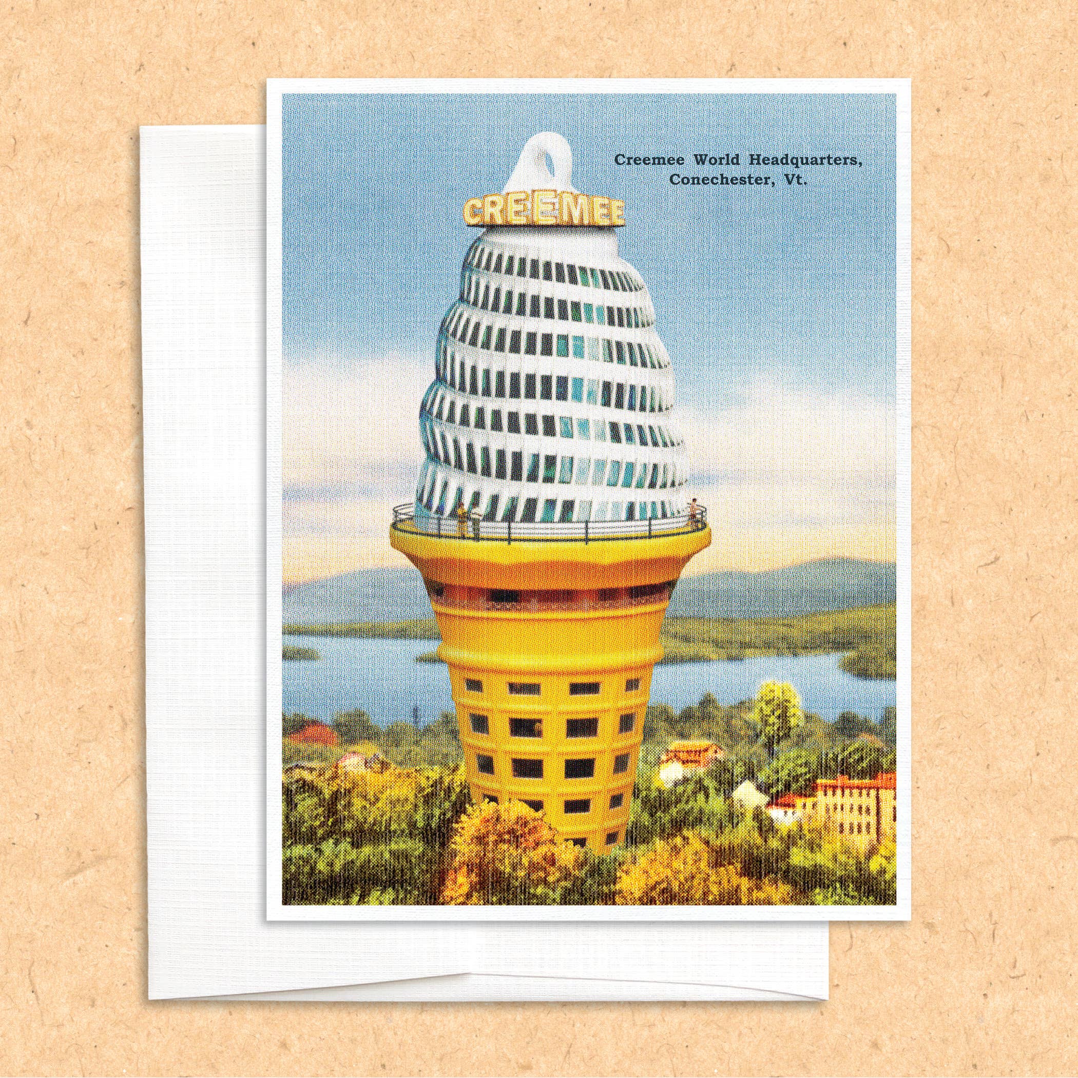Creemee World Headquarters Funny Ice Cream Greeting Card – Colossal Sanders