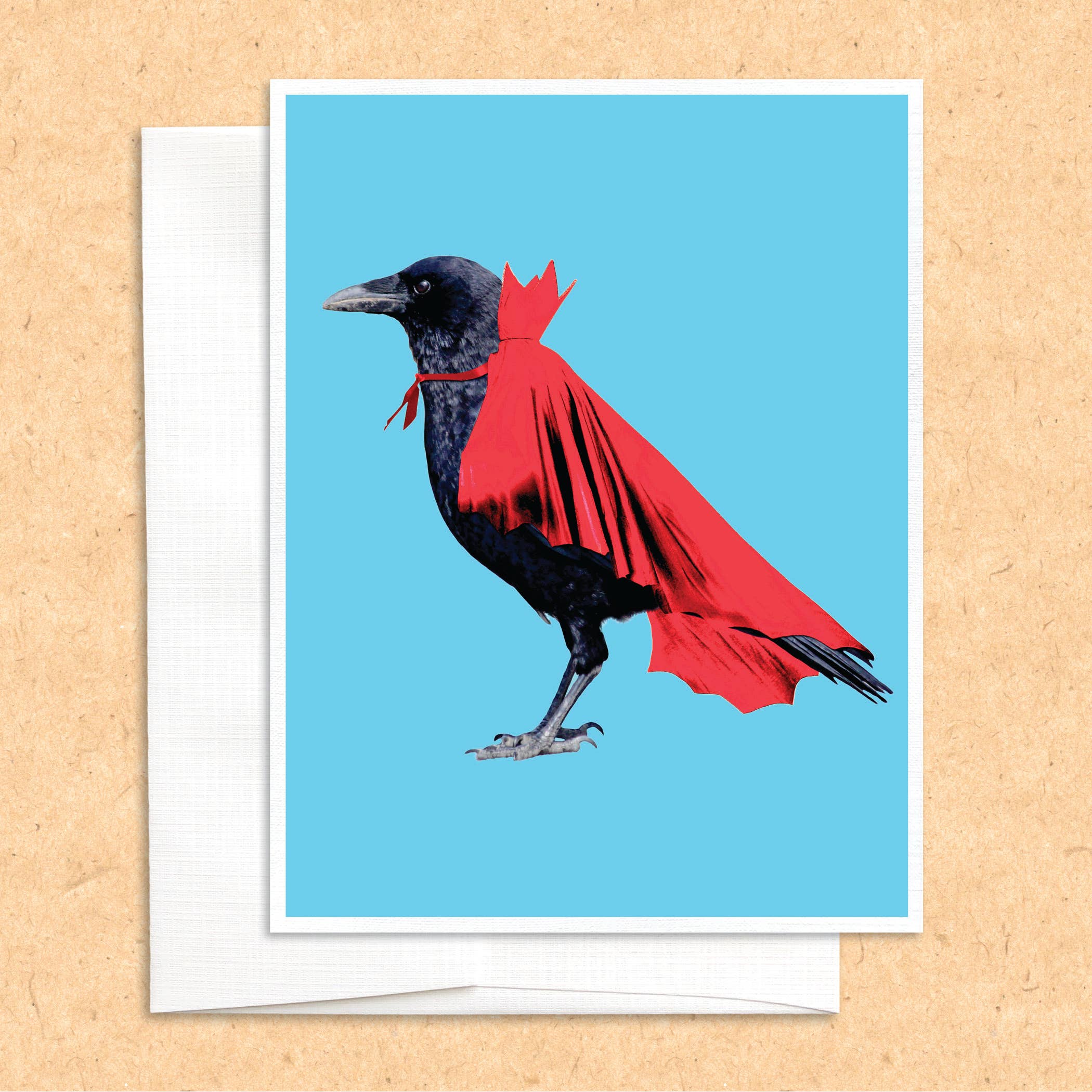 Crow with Cape funny bird greeting card – Colossal Sanders
