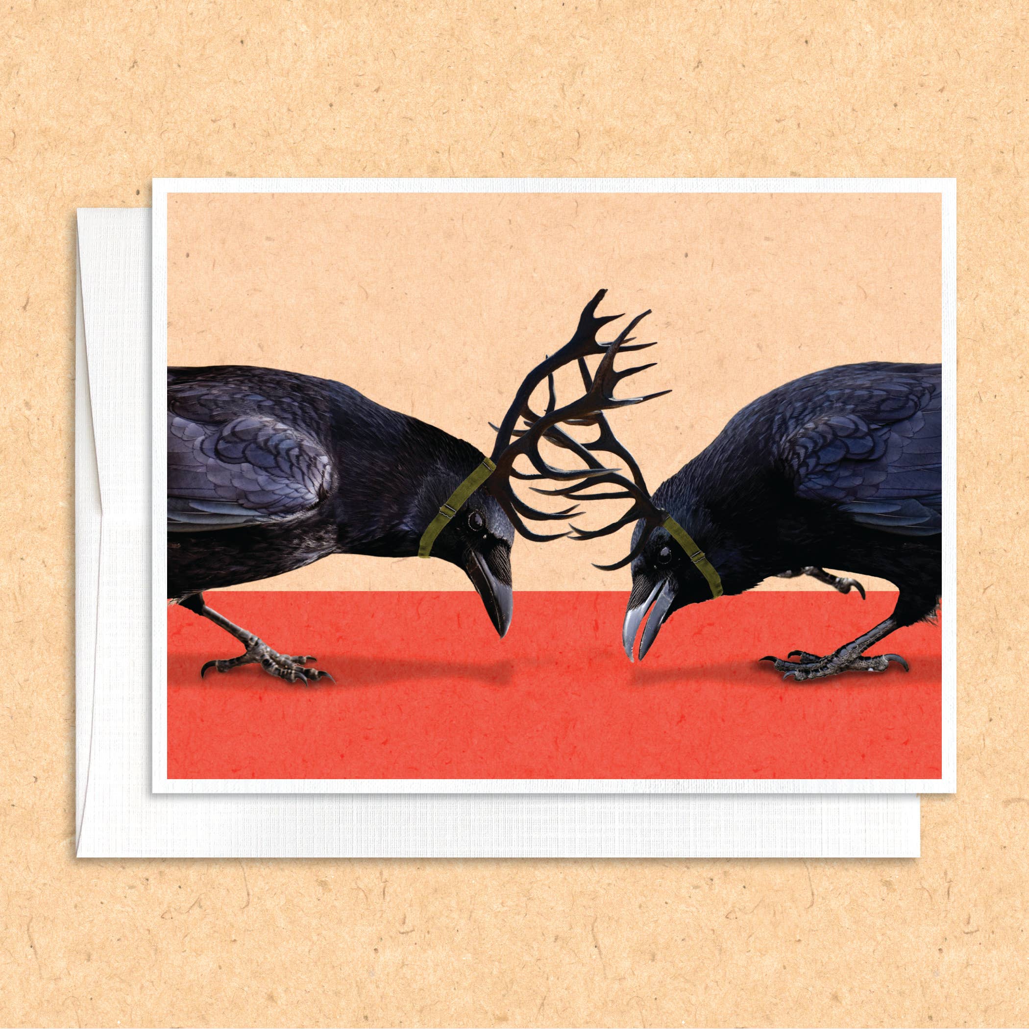 Crow Fight funny quirky bird greeting card – Colossal Sanders