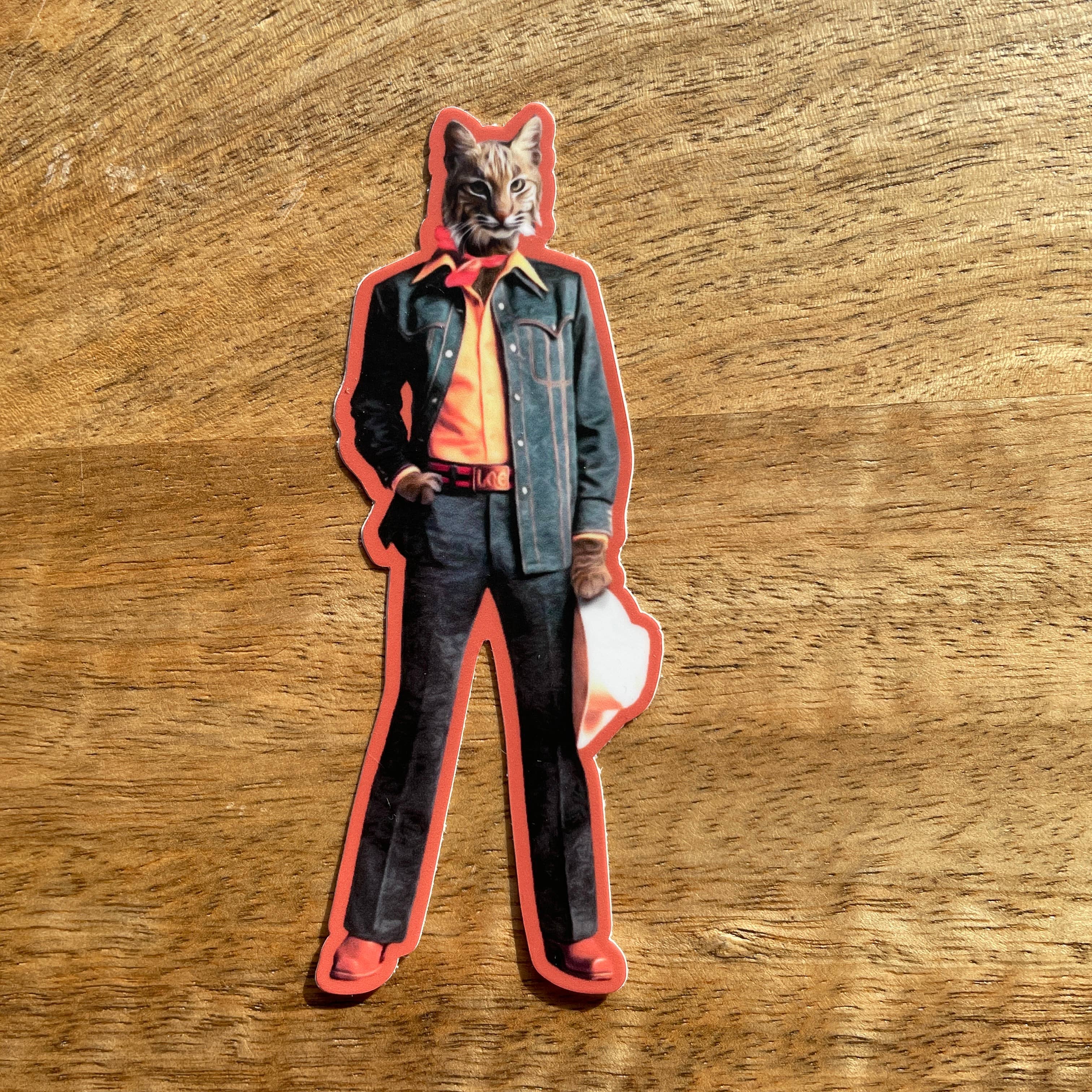 Bobcat in Clothes funny animal sticker – Colossal Sanders
