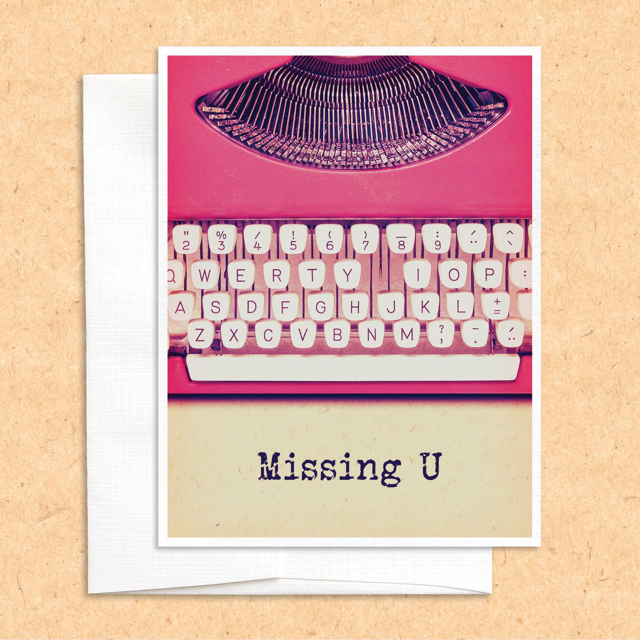 Missing U typewriter funny greeting card – Colossal Sanders
